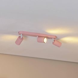 TK Lighting Deckenstrahler Livia, rosa, 52 cm, 3-flg., Metall, GU10