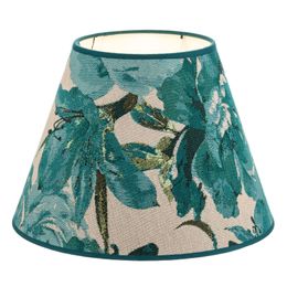 Lampenschirm Sofia Höhe 21 cm, Blumenmuster türkis Duolla, blau, Textil / Stoff / Seide