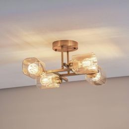 Deckenlampe Horia antikgold/amber 44x44 cm Glas/Metall 4-flg