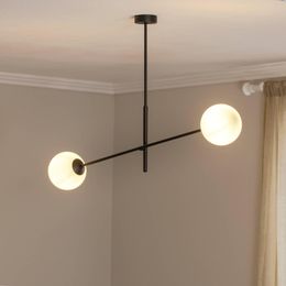 EMIBIG LIGHTING Deckenlampe Linear, schwarz/opal, zweiflammig