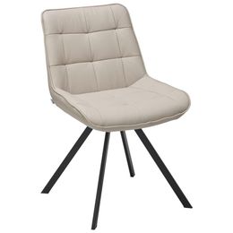 Livetastic Stuhl Echtleder, Beige, Metall, Leder, Echtleder, B&uuml;ffelleder, Flachrohr, 56x86x60 cm, Esszimmer, St&uuml;hle, Esszimmerst&uuml;hle