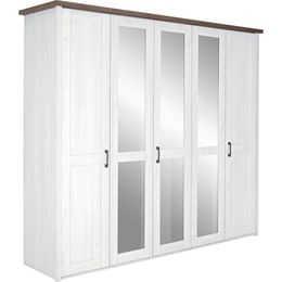 CARRYHOME Dreht&uuml;renschrank, Wei&szlig;, Tr&uuml;ffeleiche, Metall, 6 F&auml;cher, 241x212x62 cm, Beim&ouml;bel erh&auml;ltlich, Schlafzimmer, Kleiderschr&auml;nke, Dreht&uuml;renschr&auml;nke