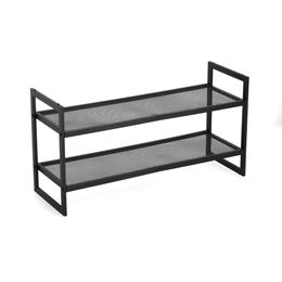 zeller Schuhregal mit 2 Ablagen Metall schwarz stapelbar 70 x 36 x 24 cm