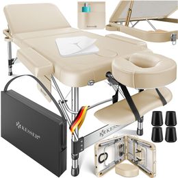 Kesser&reg; Mobile Massageliege klappbar & h&ouml;henverstellbar 3 Zonen Massagebett Massagetisch Kosmetikliege Breit Therapieliege Aluminium + 10x Gesichtsauflage mit Kopfst&uuml;tze Armlehnen & Tasche