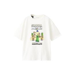 Mango Kids T-Shirt 'MINECRAW' Jungen Gr&ouml;&szlig;e 128 hellgelb / gr&uuml;n / schwarz / offwhite