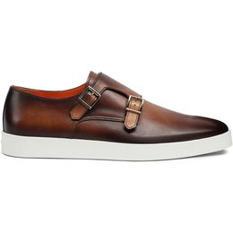 Santoni Low-Top Sneaker - Doppel-Monkstraps aus Leder - Gr. UK_11_5 - in Wei&szlig; - f&uuml;r Damen