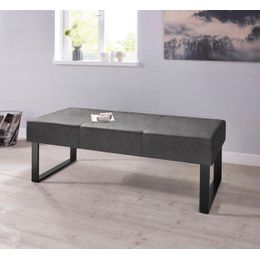 Sitzbank Home Affaire, B:140cm H:50cm T:62cm, grau, Holzwerkstoff, Massivholz, Polyester, Esszimmer, Sitzb&auml;nke, "Oliver"