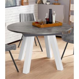 M&auml;usbacher Esstisch M&Auml;USBACHER, B:130cm H:78cm T:130cm, grau, Garten, Tische, Untergestell schr&auml;g gestellt