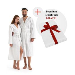 Unisex-Bademantel OTTO HOME, L:125cm, weiß, Veloursfrottier, Hausmäntel, "Fenya, 330 g/m², Premium, Hotelbademantel, Morgenmantel, Sauna & Spa",