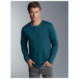 TRIGEMA Herren Longsleeve "TRIGEMA Langarmshirt mit Knopfleiste", blau, Gr. XXXL, 100% Baumwolle, Shirts