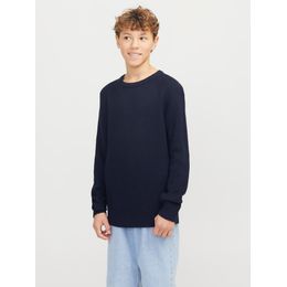 Jack & Jones JACK & JONES Herren Rundhalspullover "JJPANNEL KNIT CREW NECK AW24", blau, Gr. S, unifarben, Strick, Obermaterial: 58% Polyacryl, 42% Baumwolle,