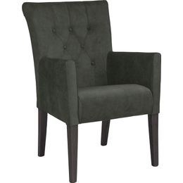 Esszimmerstuhl Home Affaire, B:60cm H:92cm T:65cm, gr&uuml;n, Polyester, St&uuml;hle, "King", Esszimmerstuhl mit Knopfheftung