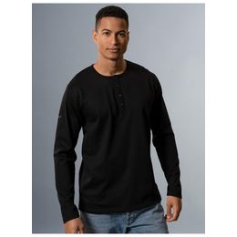 TRIGEMA Herren Longsleeve "TRIGEMA Langarmshirt mit Knopfleiste", schwarz, Gr. S, 100% Baumwolle, Shirts