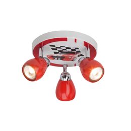 Brilliant LED Deckenstrahler "RACING", 3, Ø 31cm H: 11cm, rot, Leuchten, Spotrondell rot/weiß-schwarz, 3 x GU10 max. 3W, 11cm Höhe, Metall