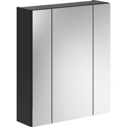 Spiegelschrank Inosign, B:60cm H:70cm T:18cm, schwarz, MDF, Spanplatte, Badezimmer, Schr&auml;nke, "Malm&ouml;, Breite 60 cm, 3 Spiegelt&uuml;ren, 9 F&auml;cher, 6
