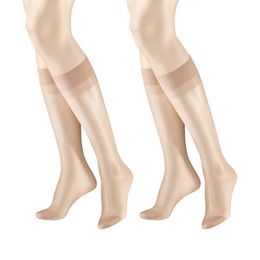 Hudson Damen Feinkniestr&uuml;mpfe "Kniestrumpf Simply 20 To Go 2-Pack", Gr. 35, beige, Obermaterial: 100% Polyamid PA., Socken