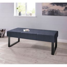 Sitzbank Home Affaire, B:140cm H:50cm T:62cm, blau, Holzwerkstoff, Massivholz, Polyester, Esszimmer, Sitzb&auml;nke, "Oliver"