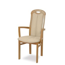 Armlehnstuhl Home Affaire, B:63cm H:103cm T:54cm, beige, Massivholz, Esszimmer, St&uuml;hle, "ALEX, Stuhl,Armlehnstuhl", Stuhl, Armlehnstuhl, Ausf&uuml;hrung