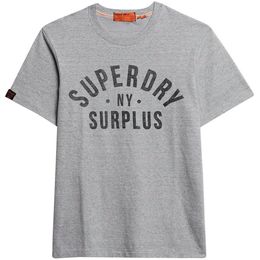 Superdry Herren Rundhalsshirt "SURPLUS GRAPHIC TSHIRT", grau, Gr. XXXL, bedruckt, meliert, Single Jersey, Obermaterial: 100% Baumwolle, Shirts