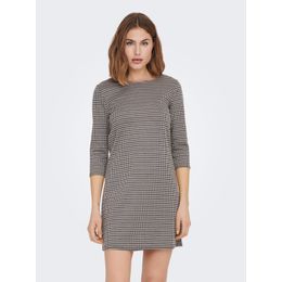 Only Damen Jerseykleid "ONLBRILLIANT 3/4 CHECK DRESS", schwarz, Gr. XS, kariert, Jersey, Obermaterial: 97% Polyester, 3% Elasthan, Kleider,