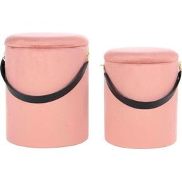 Hocker Kayoom, B:30,5cm H:38cm T:35cm, rosa, samtiger Stoffbezug / Schaumstoff / Sperrholz, Garten, Hocker, "Arabella 125 2er-Set, abnehmbare