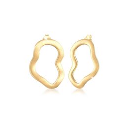 Elli Damen Paar Ohrstecker "H&auml;nger Organic Look Matt Basic Blogger 925 Silber", onesize, ohne Stein, Silber 925 (Sterlingsilber), gold, Silber 925