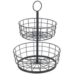 Wenko Etagere "Multi-Korb-Etag&Atilde; ̈re", B/H/L: 39cm, schwarz, Servierplatten, moderne Gem&uuml;se- und Obstschale mit Griff, 2-st&ouml;ckiger Obstkorb