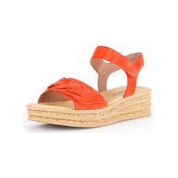 Gabor Damen Keilsandalette "Gabor Sandalen Veloursleder", Gr. 40,5, orange, Veloursleder, Schuhe