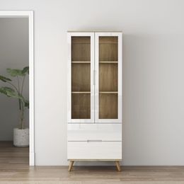 Highboard OTTO HOME "Lund", weiß, B:70cm H:180cm T:40cm, ABS-Kunststoff, FSC-zertifizierter Holzwerkstoff, MDF, Melamin, Spanplatte, Sideboards, Highboard