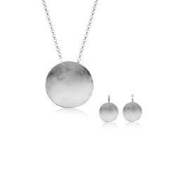 NENALINA Damen Schmuckset "Rund Kreis Geb&uuml;rstet Trendig Ohrh&auml;nger 925 Silber", onesize, ohne Stein, silber, Silber 925 (Sterlingsilber), Schmuck_Sets