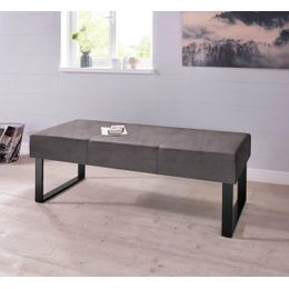 Sitzbank Home Affaire, B:140cm H:50cm T:62cm, schwarz, Holzwerkstoff, Massivholz, Polyester, Esszimmer, Sitzb&auml;nke, "Oliver"