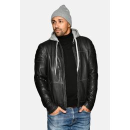 Mustang Herren Lederjacke "31020140", schwarz, Gr. XXL, Obermaterial: 100% Lammleder. Innenfutter: 100% Baumwolle. Kapuze: 100% Baumwolle.