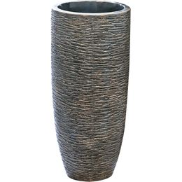 &Uuml;bertopf Gilde, B:36cm H:90cm T:36cm, braun, Fiberglas, Pflanzgef&auml;&szlig;e, "Giant, antik bronzefarben", goldfarben, Fiberglas