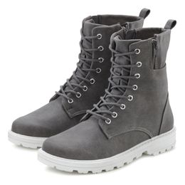 Lascana Damen Stiefelette, Gr. 36, grau, Obermaterial: 100% Textilmaterial. Decksohle: 100% Textilmaterial. Futter: 100% Textilmaterial. Laufsohle: