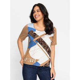 Inspirationen Damen T-Shirt "Shirt", gelb, Gr. 36, gemustert, mehrfarbig, 95% Viskose, 5% Elasthan, Shirts