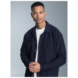 TRIGEMA Herren Blusenshirt "TRIGEMA Hemdjacke/Overshirt", blau, Basic, Gr. L, 55% Polyester, 45% Baumwolle, Shirts