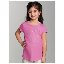 TRIGEMA M&auml;dchen T-Shirt "TRIGEMA T-Shirt mit glitzerndem Pferde-Printmotiv", pink, Basic, Gr. 140, Single Jersey, 100% Baumwolle, Shirts
