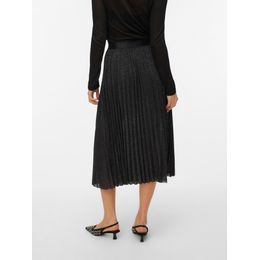 V&eacute;ro Moda VERO MODA Damen Plisseerock "VMHENLEY MW 7/8 SKIRT JRS BTQ", schwarz, Gr. S, Glitzermuster, Jersey, Obermaterial: 95% Polyester, 5% Elasthan, R&ouml;cke