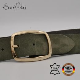 AnnaMatoni Damen Lederg&uuml;rtel "AnnaMatoni Damen Lederg&uuml;rtel in hochwertigem Velour Leder 3,5cm", gr&uuml;n, Gr. 95, 100% Leder, G&uuml;rtel