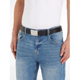 Tommy Hilfiger Herren Koppelg&uuml;rtel "Plaque Belt 3,5 cm breit", schwarz, Basic,festlich, Gr. 100, unifarben, Leder, G&uuml;rtel, individuell verstellbare