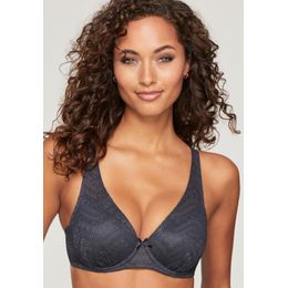 Lascana Damen Schalen-BH, Gr. 95, blau, Spitze, Obermaterial: 84% Polyamid, 16% Elasthan, BHs, mit B&uuml;gel und drei Tragevarianten, Dessous