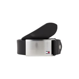 Tommy Hilfiger Herren Koppelg&uuml;rtel "Plaque Belt 3,5 cm breit", schwarz, Basic,festlich, Gr. 85, unifarben, Leder, G&uuml;rtel, individuell verstellbare