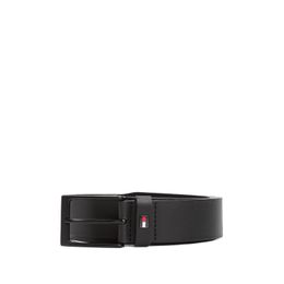 Tommy Hilfiger Herren Lederg&uuml;rtel "LAYTON 3.5 cm breit", schwarz, Gr. 115, unifarben, Rindsleder, G&uuml;rtel, Metallpatch, Einfachdornschlie&szlig;e