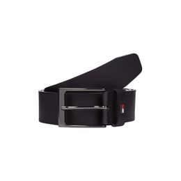 Tommy Hilfiger Herren Lederg&uuml;rtel "LAYTON 3.5 cm breit", schwarz, Gr. 100, unifarben, Rindsleder, G&uuml;rtel, Metallpatch, Einfachdornschlie&szlig;e