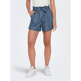 Only Damen Shorts "ONLBEA SMILLA HW PB LOOSE DNM SHORTS", blau, Gr. XL, unifarben, Web, Obermaterial: 65% Baumwolle, 35% Lyocell, Hosen, im Denim Look