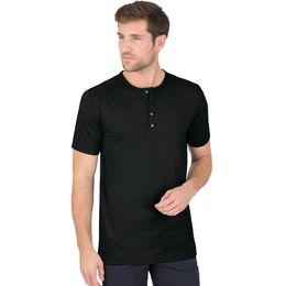 TRIGEMA Herren T-Shirt "TRIGEMA T-Shirt mit Knopfleiste DELUXE Baumwolle", schwarz, Gr. XXXL, Single Jersey, 100% Baumwolle, Shirts