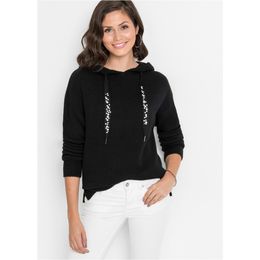 bonprix Damen Strickpullover "Oversize-Pullover", schwarz, Gr. 52, Obermaterial: 84% Polyacryl, 10% Polyamid, 6% Polyester, Pullover,