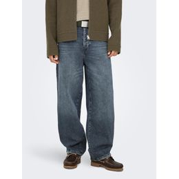 Only & Sons ONLY & SONS Herren Loose-fit-Jeans "ONSFADE LOOSE WB 6778 A14 DNM NOOS", blau, Gr. 30, Abriebeffekte, Denim/Jeans, Obermaterial: 100% Baumwolle, Jeans