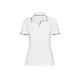 TRIGEMA Damen Poloshirt "TRIGEMA Slim Fit Poloshirt mit kontrastfarbigen Akzenten", wei&szlig;, Basic, Gr. L, Piqu&eacute;, 94% Baumwolle, 6% Elastan, Shirts