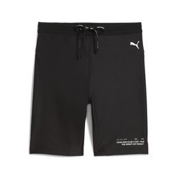 Puma Damen Trainingstights "RUN CLUB Graphic Radlerhose Damen", schwarz, Gr. XS, Obermaterial: 77% Polyester, 23% Elasthan. Unterer Bund: 14%